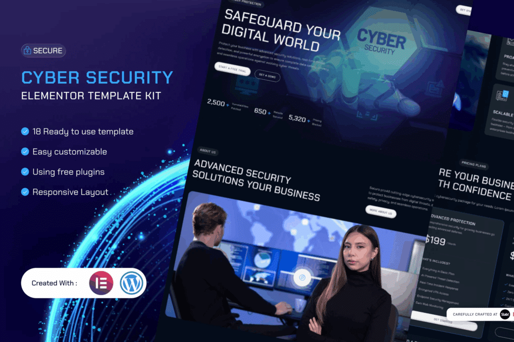 Segure - Kit de modelos Cyber Security Elementor - Pluginthemebr ...
